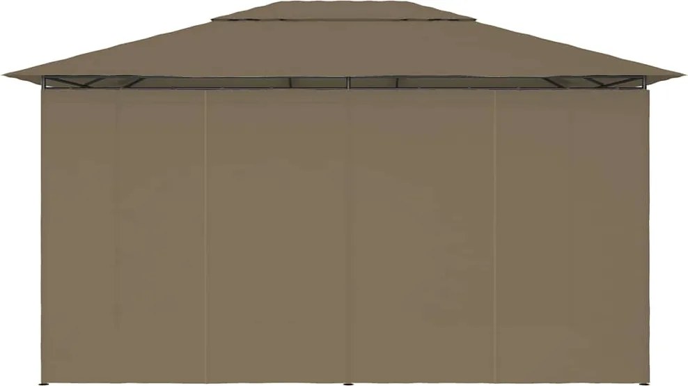 Zahradní altán se závěsy 4 x 3 m taupe 180 g/m² 312232