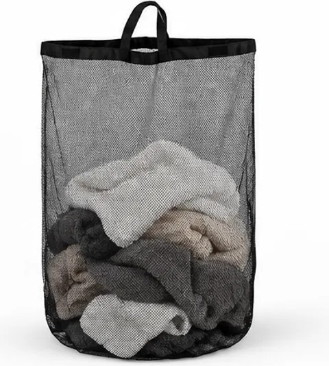 koš na prádlo, objem 100+ l, s víkem, 2 odnímatelné tašky, látka/bambus, 75x43x32 cm, černá/přírodní, Dekorino KP20260003