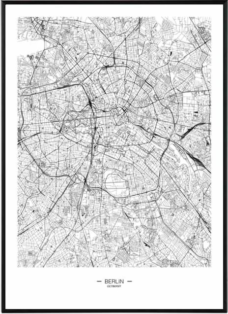 Berlin map - 50x70 cm Obraz