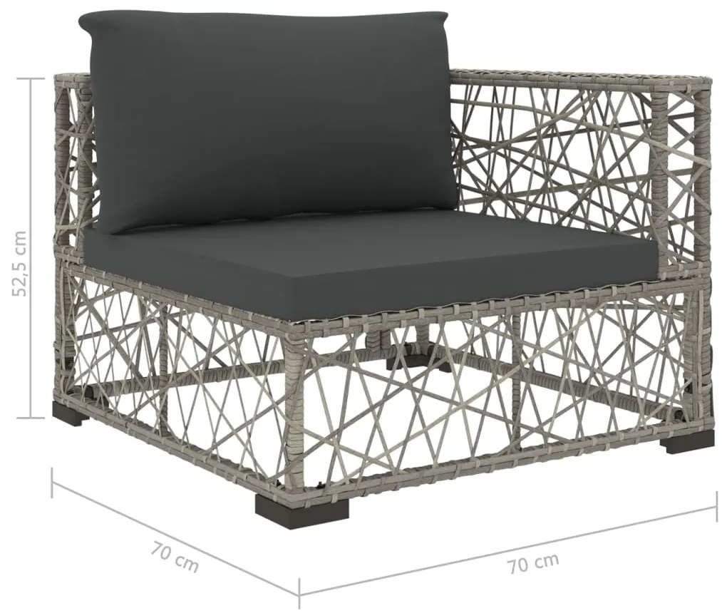 vidaXL Marketos 5dílná zahradní sedací souprava s poduškami polyratan šedá