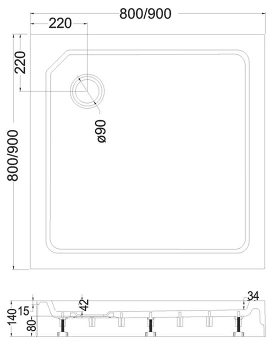 Mereo, Čtvercová sprchová vanička, SMC, bílá, CV31H