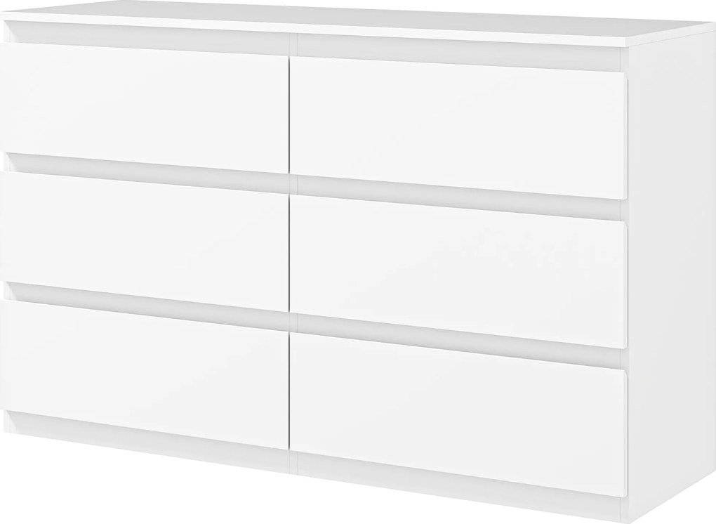 HOMCOM 6-dveřová skříňka se šuplíky, moderní styl s tichým zavíráním pro ložnici a obývací pokoj - 120 x 39 x 75 cm, Bílá | Aosom