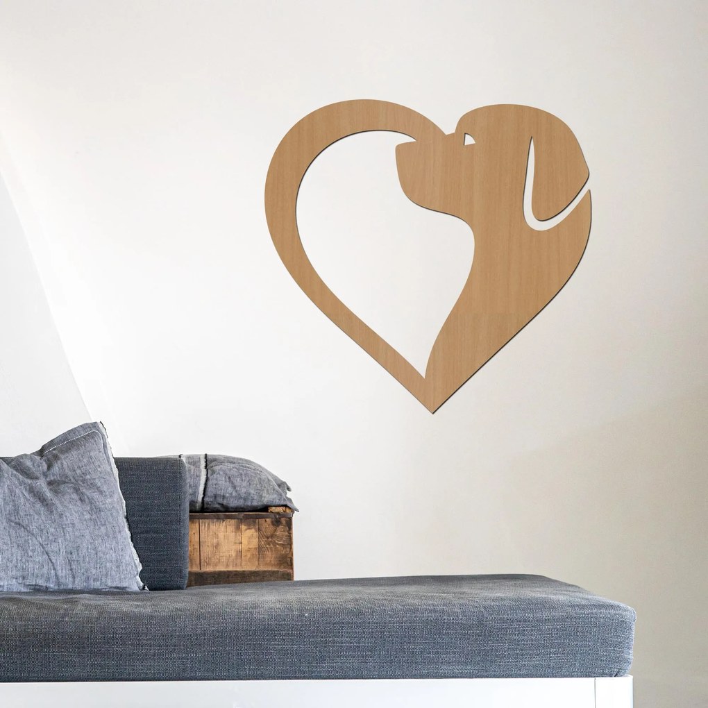 dřevo života Dřevěný obraz PSÍ LÁSKA Zvolte rozměr (cm): 40x38, Zvolte barvu dekoru: Dub Sonoma