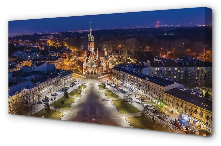 Obrazy na plátně Noční panorama Krakow kostela 100x50 cm