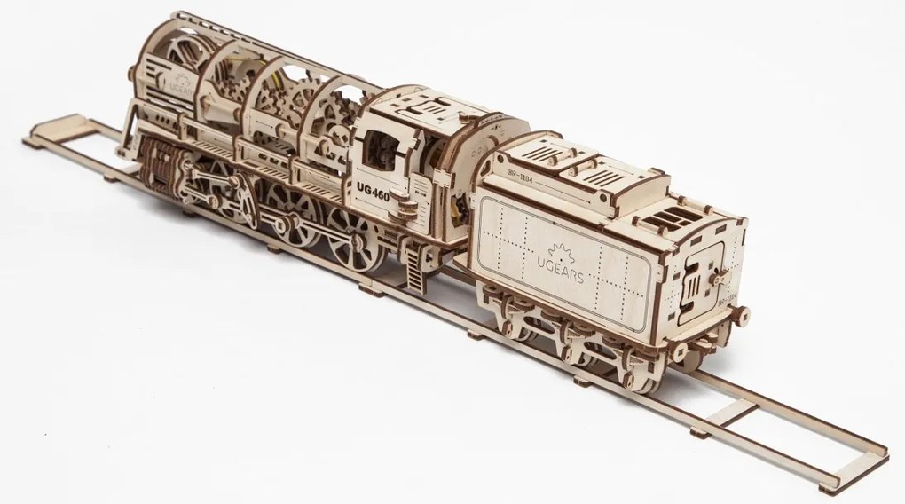 Ugears 3D dřevěné mechanické puzzle Parní lokomotiva 4-6-0 s tendrem