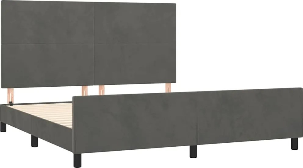 Rám postele bez matrace tmavě šedý 160 x 200 cm samet 3125642
