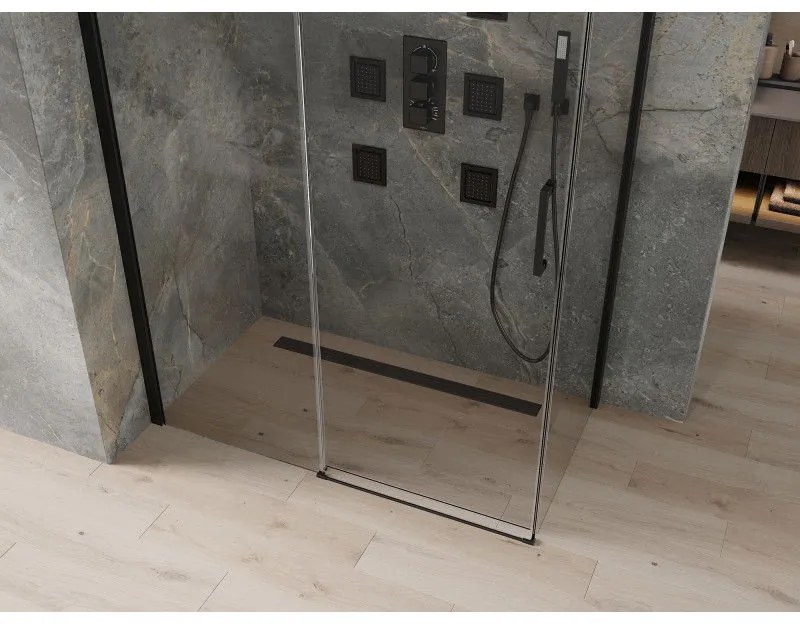 Mexen Omega sprchový kout 130x70cm, 8mm sklo, černý profil-čiré sklo, 825-130-070-70-00