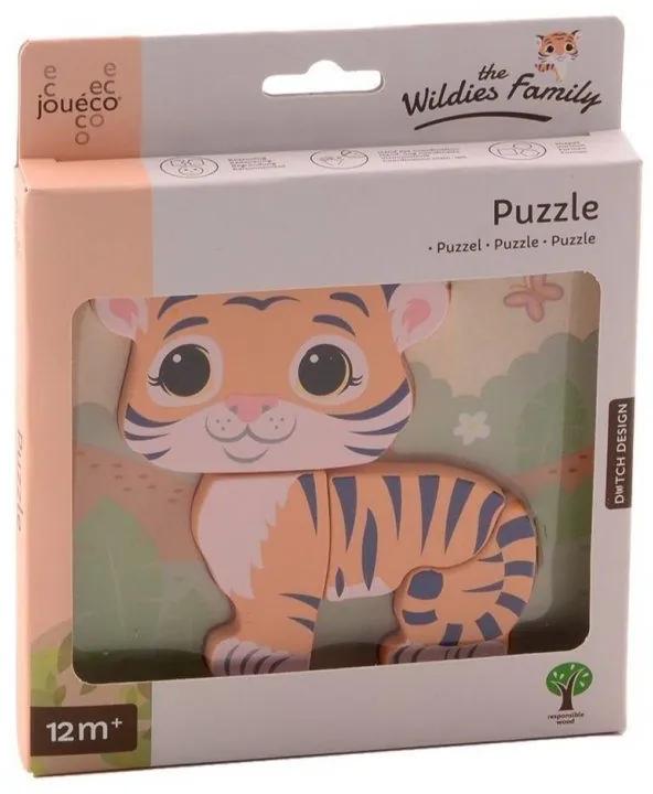 Jouéco The Wildies Family dřevěné mini puzzle Tiger 12m+