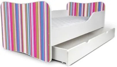 Dětská postel - Růžové proužky se šuplíkem - butterfly - 180 x 80 cm