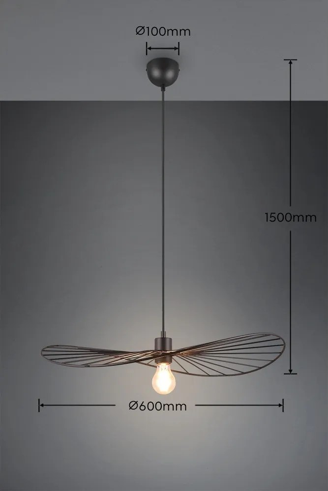 Matně černé závěsné svítidlo ø 60 cm Chapeau – Reality