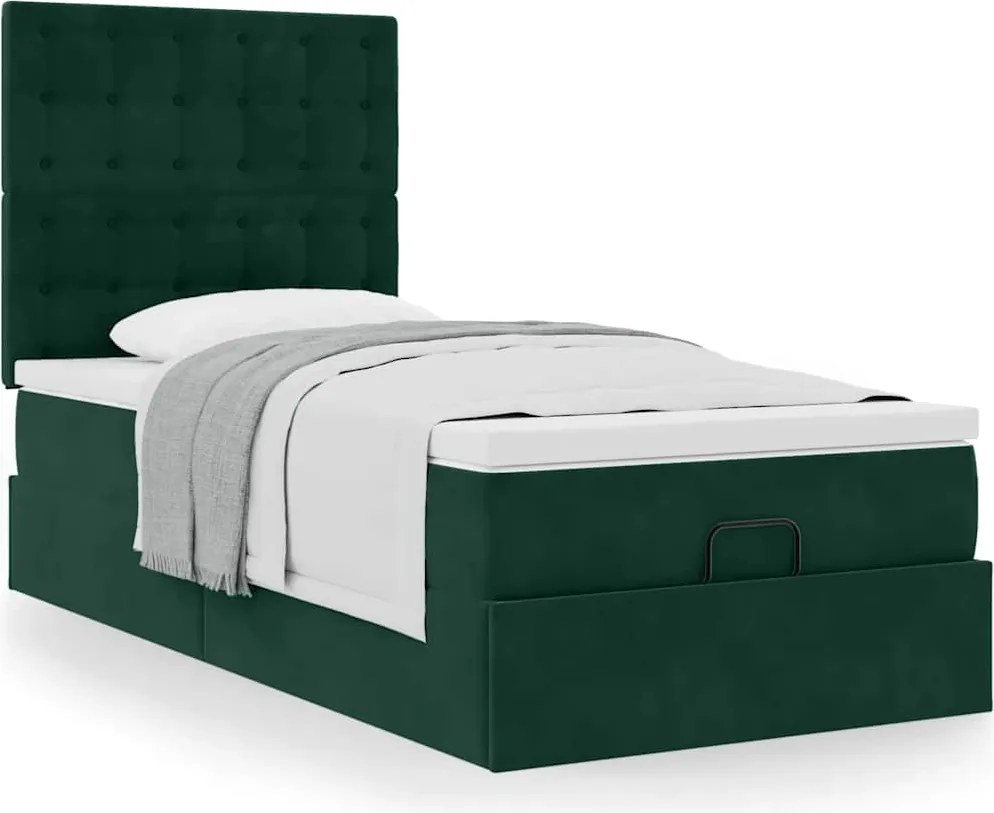 Osmanský rám postele s matracemi tmavě šedá 90x200cm samet 3313592