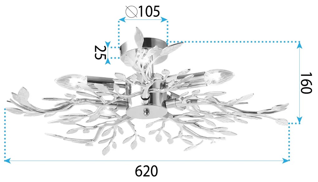 Toolight Stropní osvětlení Modern D73 EBT020-5C chrom