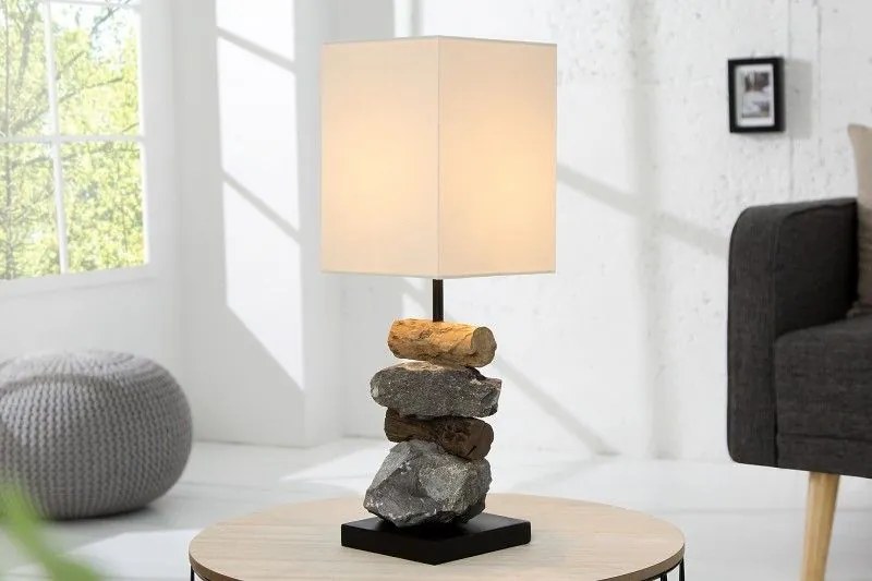 Deflee stolní lampa TREIBLE WHITE LAMSTOL36968len, dřevo, kámen  15 cm x 45 cm DF2035286