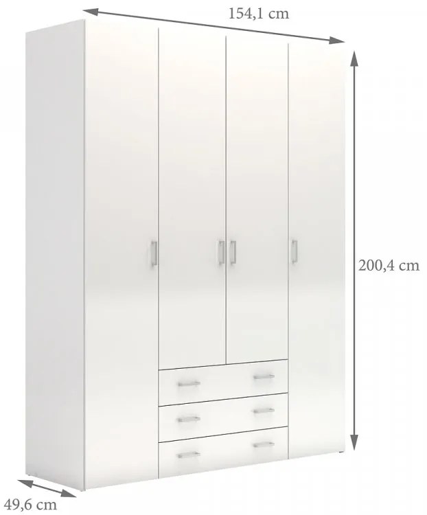 FALCO Čtyřdveřová šatní skříň Home 10 bílá