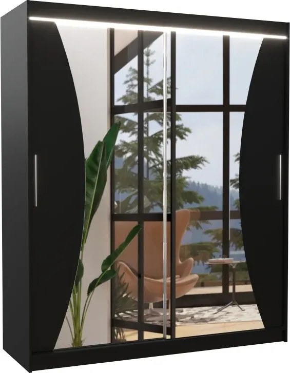 Posuvná skříň se zrcadlem a LED osvětlením CHARLOTTE 180