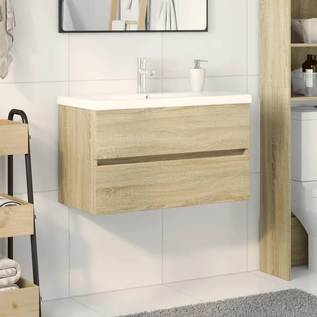 2dílný koupelnový nábytek keramika a kompozitní dřevo 3307659