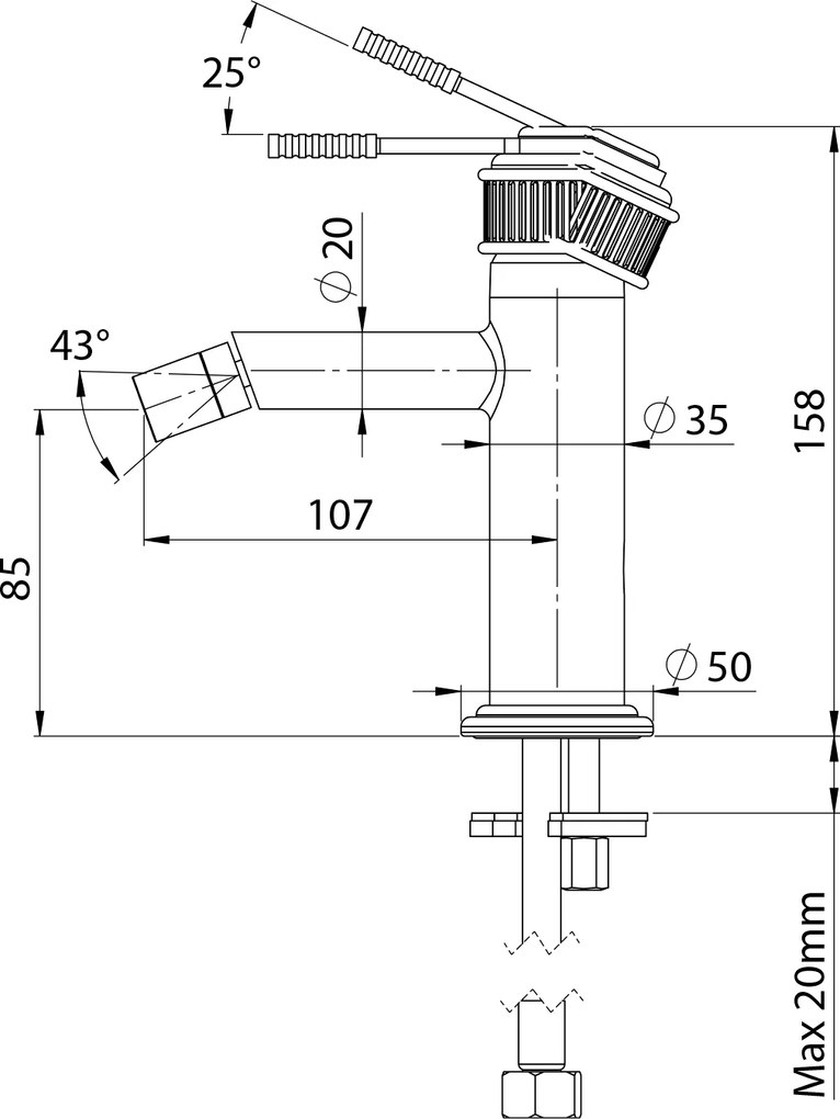 Sapho Sapho, VERSI stojánková bidetová baterie, bronz, RV003/18