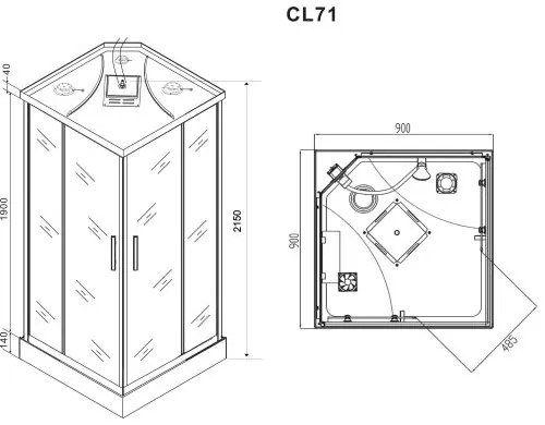 MONTÁŽ BEZ SILIKONU - Sprchový box TREND 2 90x90x215 (CL71)