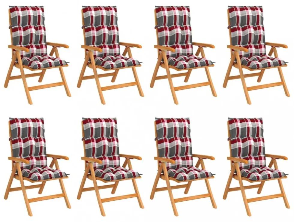 Skládací zahradní židle s poduškami 8 ks teak / látka Dekorhome Béžová