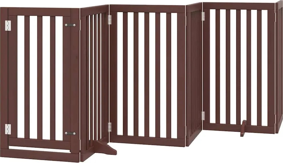 Zábrana pro psy s dvířky skládací 12 panelů hnědá 600 cm topol 3155663