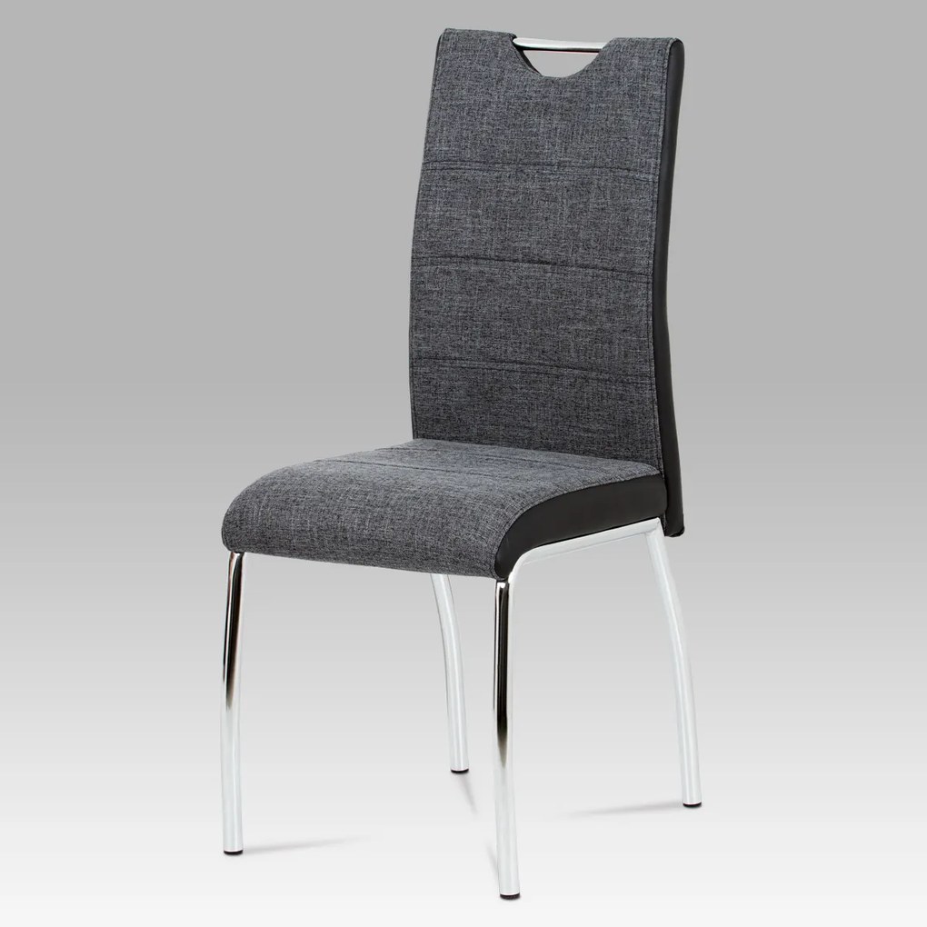 Artium Jídelní židle šedá látka + černá koženka / chrom - HC-586 BK2
