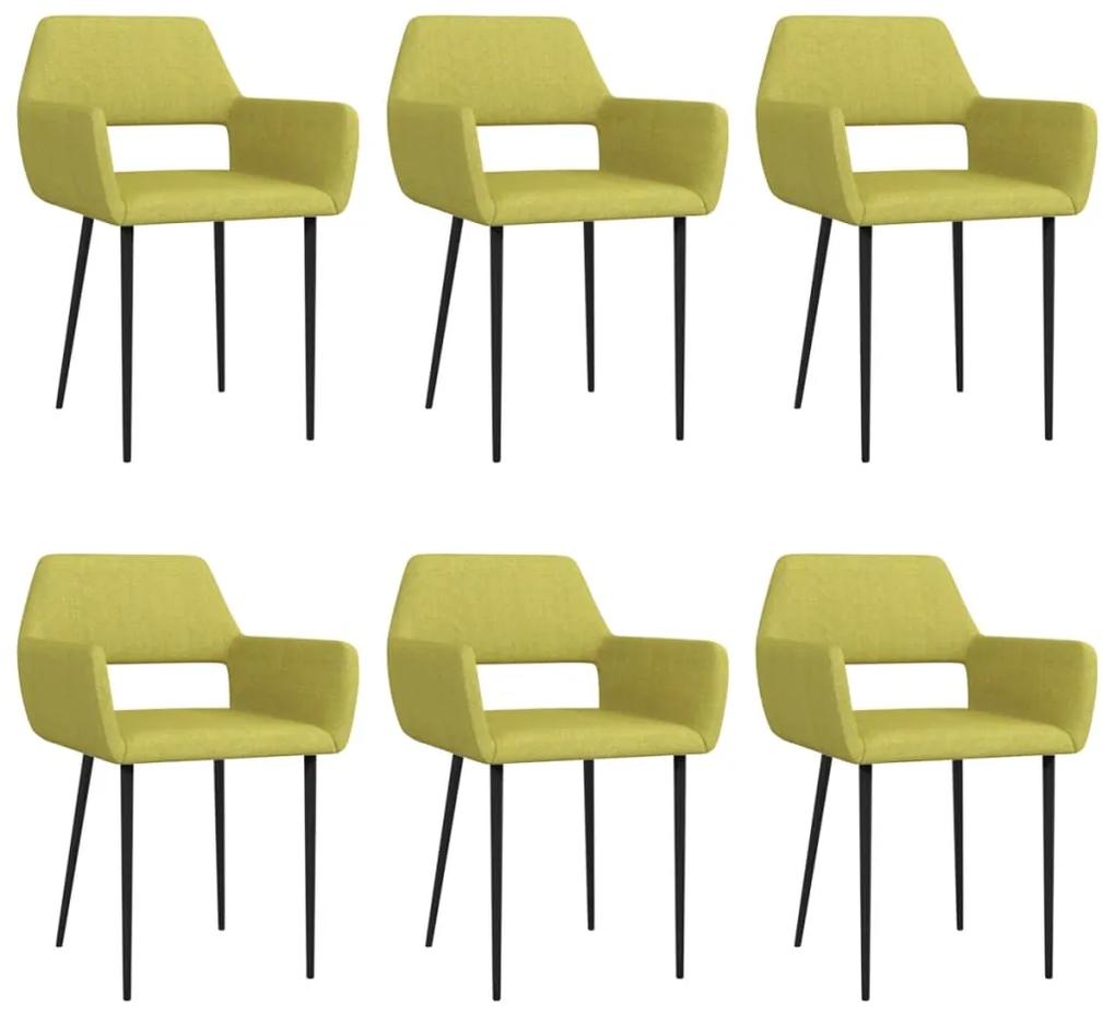 3057548 vidaXL Jídelní židle 6 ks zelené textil