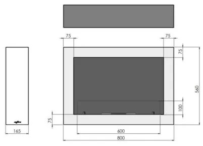 InFire - Nástěnný BIO krb 80x56 cm 3kW černá