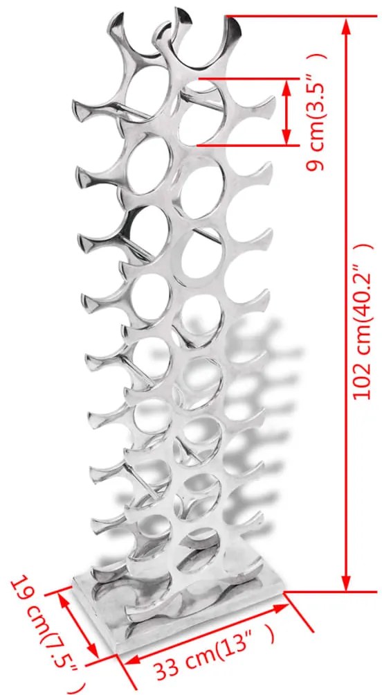 vidaXL Marketos Stojan na víno hliníkový stříbrný 27 láhví