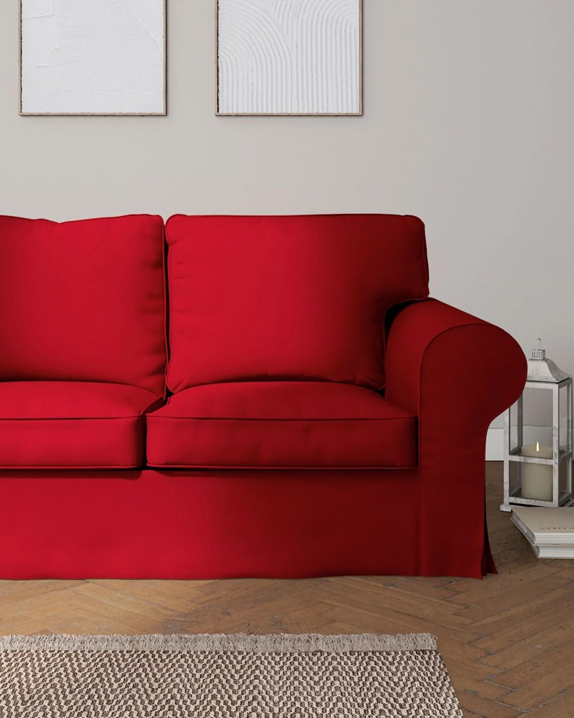 Potah na pohovku IKEA Ektorp 3-místná, rozkládací STARÝ MODEL PIXBO barva červená látka pletený vzor