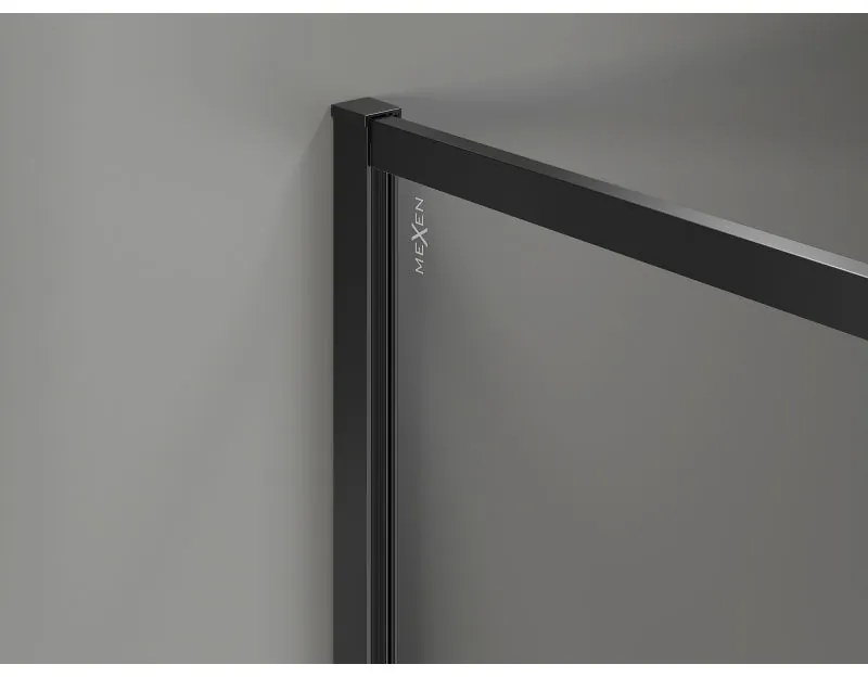 Mexen Kioto-F, sprchová zástěna s rámem 125 x 202 cm, 8 mm čiré sklo, černý profil, 800-125-104-70-00