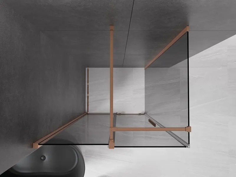 Mexen Velar, sprchový kout s posuvnými dveřmi 90 x 75 cm, 8mm šedé sklo, měděná matná, 871-090-075-41-65
