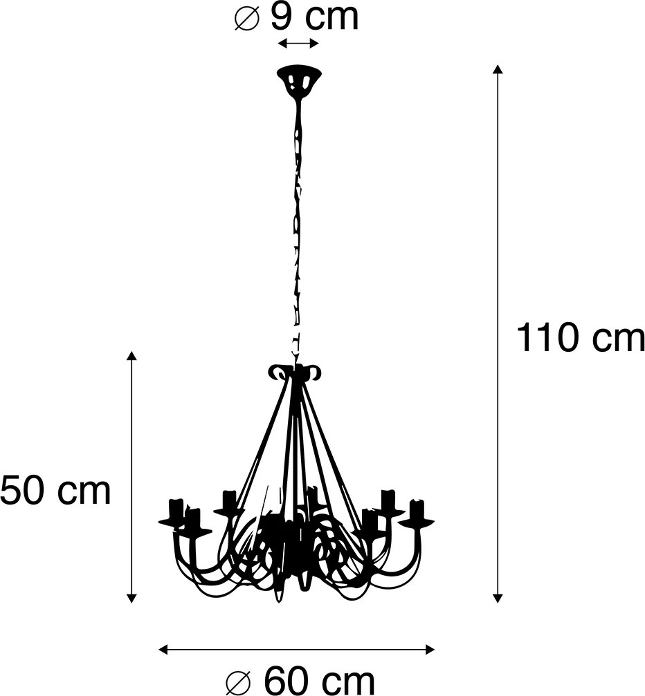 Chytrý lustr rezavě hnědý 8-světlo vč. Wifi B35 - Giuseppe