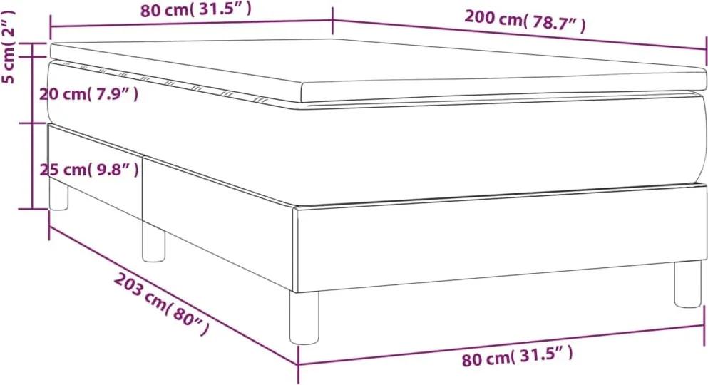 vidaXL Box spring postel s matrací 80 x 200 cm textil [3144129] Barva: Tmavě šedá