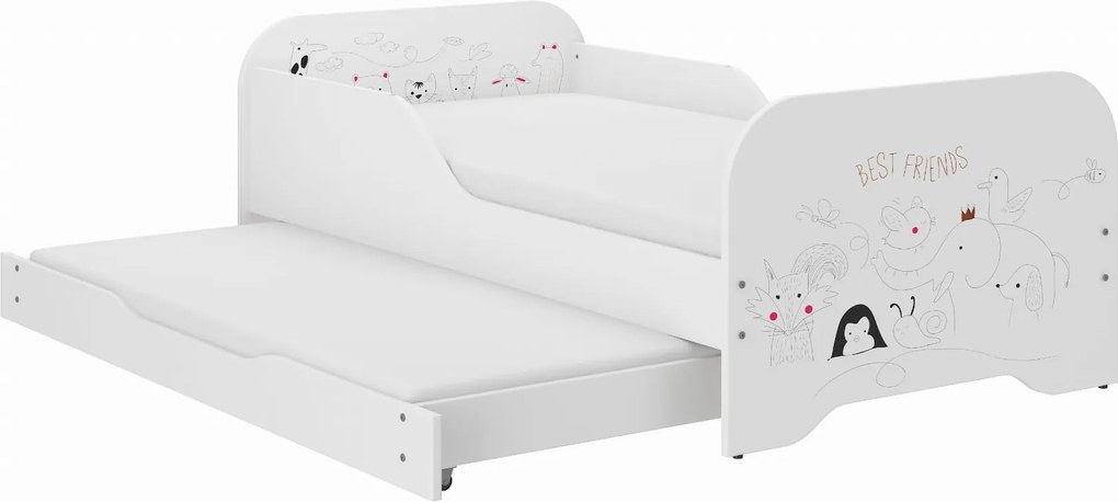 Wooden Toys Dětská postel MIKI 160x80 BEST FRIENDS s funkcí na spaní