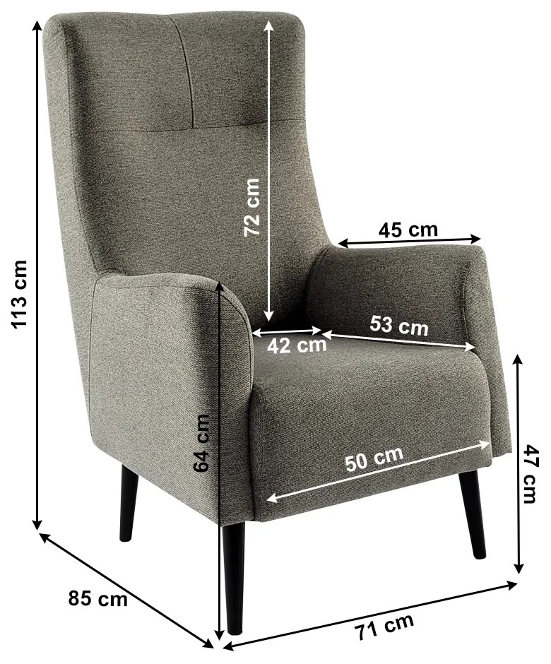 TEMPO Křeslo ušák, šedá/černá, SAMY