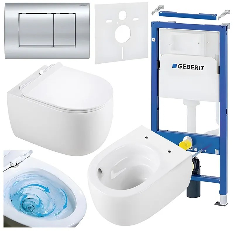 BPS-koupelny Podomítkový modul Geberit DuoFix s WC mísou LE-WH-TR-01 + ovládací tlačítko Delta 30 chrom