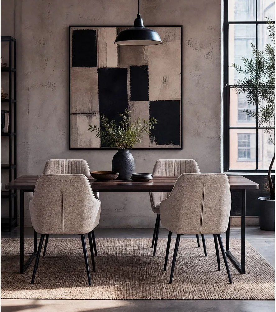 Béžové čalouněné jídelní křeslo s područkami Nolan – Unique Furniture