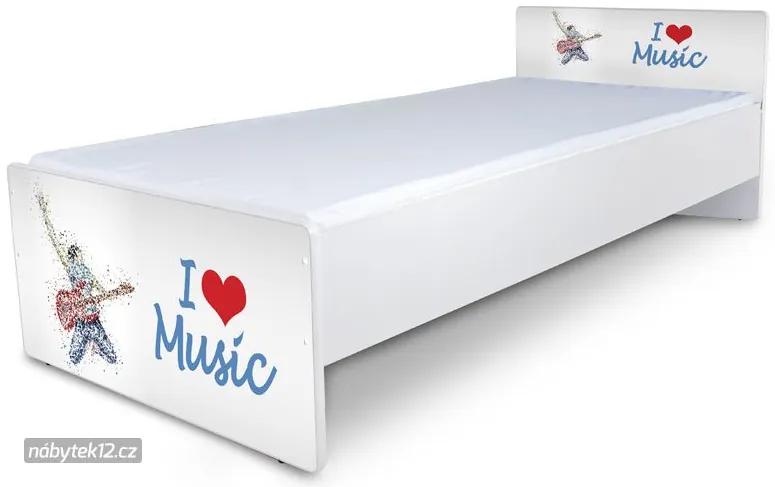 Jednolůžková dětská postel s motivem Music, HDF + ABS