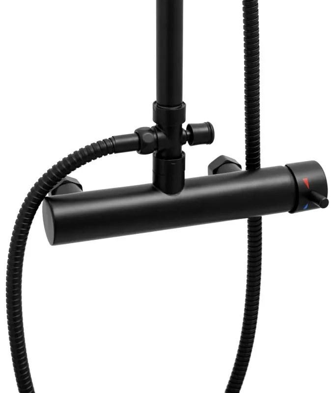Erga Bergen, sprchová souprava s dešťovou hlavicí 25cm, černá matná, ERG-YKA-BP.BERGEN 25 BLK