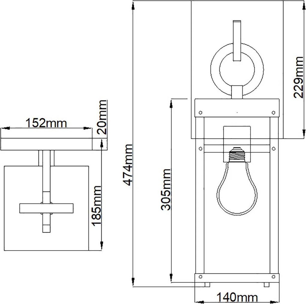 Venkovní lucerna Elstead PORTER M 47 cm zvětralý zinek