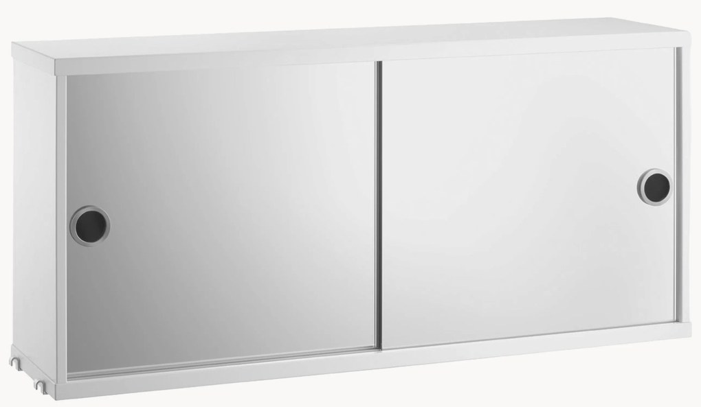 Skříňka pro modulární regálový systém se dvěma zrcadlovými dveřmi String System