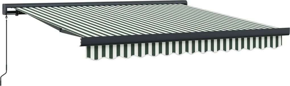 Stahovací markýza Zelená a bílá 300 x 250 cm Plátno a hliník 3330191