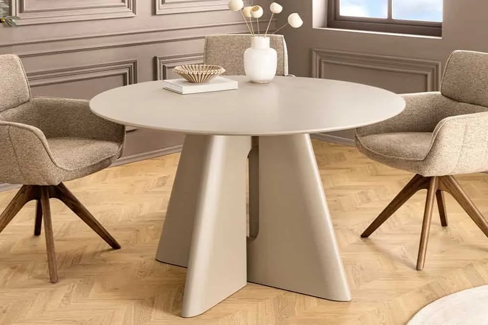 Kulatý jídelní stůl Yenibeth 120 cm šedo-béžový