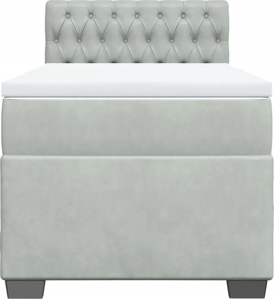 Box spring postel s matrací světle šedá 100x200 cm samet 3286240
