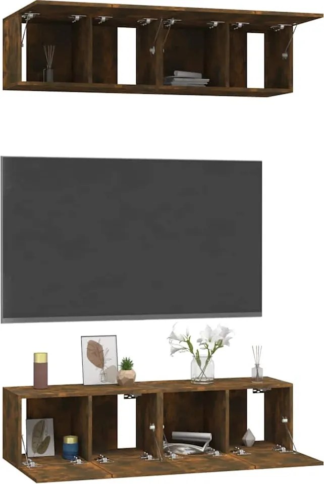 Nástěnné TV skříňky 4 ks kouřový dub 60 x 30 x 30 cm kompozit 3120203