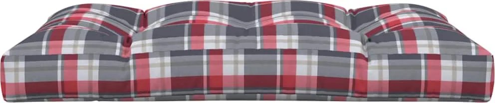 Poduška na palety červená károvaná 120 x 80 x 12 cm textil 314421