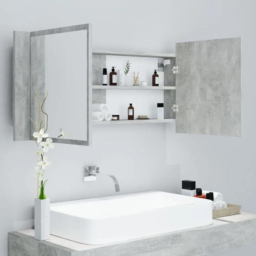 Petromila LED koupelnová skříňka se zrcadlem betonově šedá 100x12x45 cm