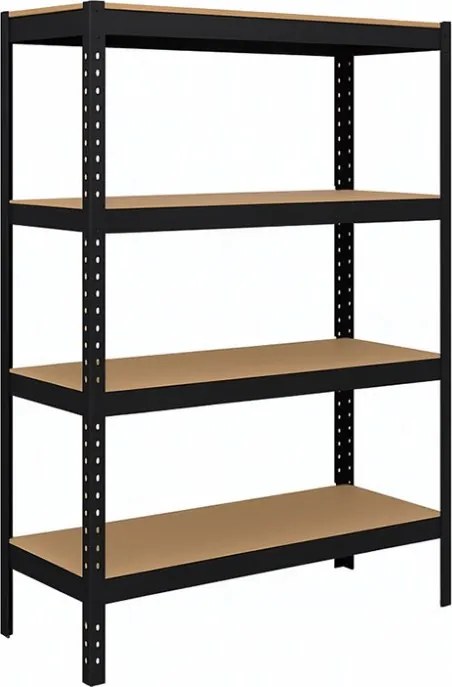 Regál 160x80x40 cm lakovaný 4-policový, nosnost 700 kg - černý