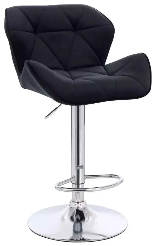 LuxuryForm DESIGN Barová židle MILANO VELUR na stříbrné kulaté podstavě - černá