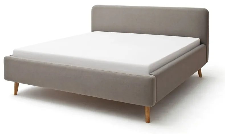 Taupe čalouněná dvoulůžková postel s úložným prostorem s roštem 160x200 cm Mattis - II. jakost – Meise Möbel